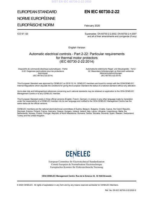 En Iec 60730 2 222020 Automatic Electrical Controls Part 2 22