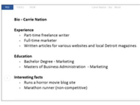 How To Write A Bio Using A Free Template The Pen And The Pad