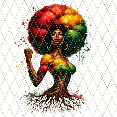 Afro Tree Woman Png Black Queen Clipart Melanin Roots Art
