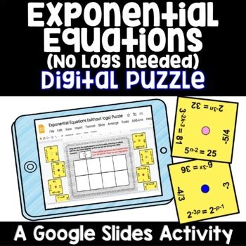 Exponential Equations No Logs Puzzle Digital Activity For Google Slides