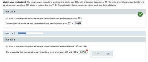 Solved Watch Your Cholesterol The Mean Serum Cholesterol
