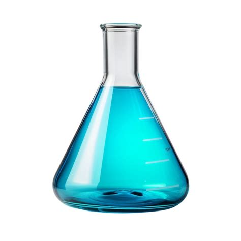 Premium Photo Laboratory Flask With Blue Liquid Isolated On White Transparent
