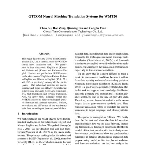 Gtcom Neural Machine Translation Systems For Wmt20 Acl Anthology
