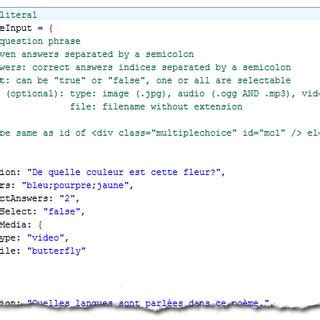 Nested Object Literal With Content Of The Exercise Type Multiple Choice Download Scientific