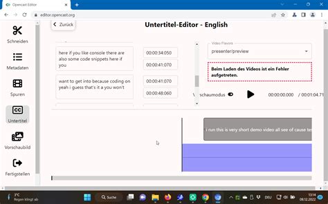 subtitle editor browser scroll bar overlaps scroll bar time line of