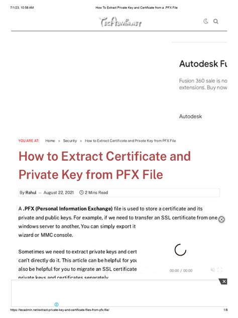 How To Extract Private Key And Certificate From A Pfx File Pdf Transport Layer Security