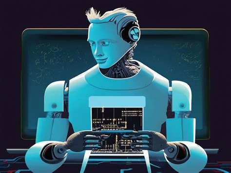 Premium Photo Man Using Technology Smart Robot AI