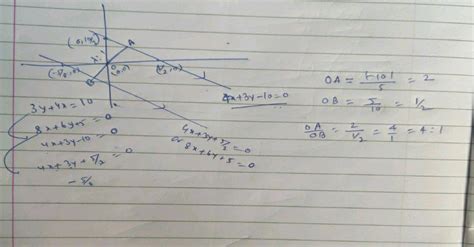 a straight line through origin o meets the lines 3y 10 4x and 8x