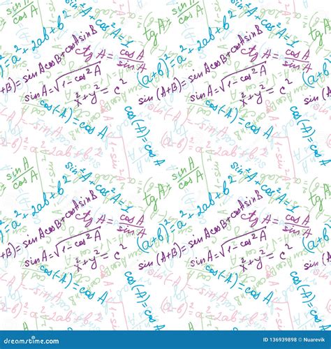 Math Formulas Drawing Seamless Pattern Multicolor Stock Photo Image Of Bright Note