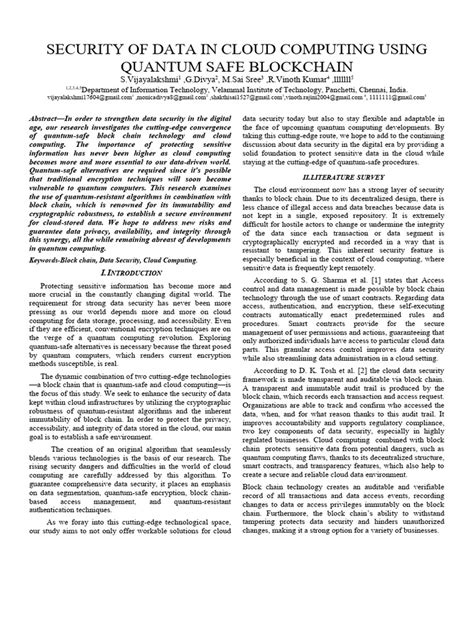security of data in cloud computing using quantum safe blockchain pdf