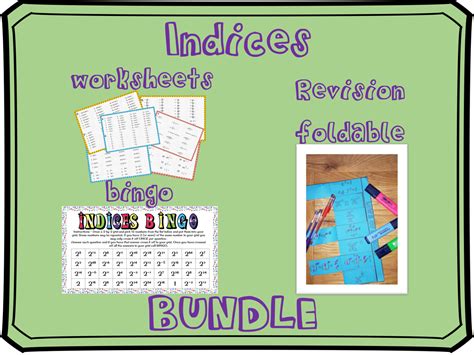 Indices Activities Teaching Resources