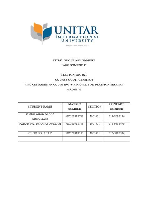 Accounting And Finance Assignment 1 Updated 10 Pdf Revenue Gross