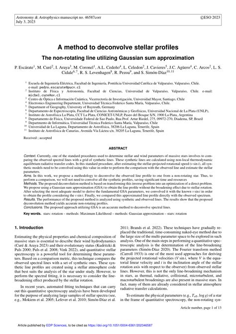Pdf Amethod To Deconvolve Stellar Profiles The Non Rotating Line Utilizing Gaussian Sum