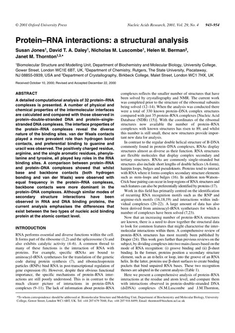 pdf protein rna interactions a structural analysis