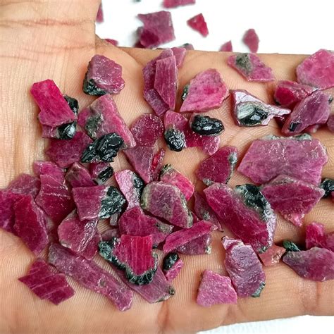 Ruby Slice Chips Natural Ruby Chips Slab Pink Ruby Crystal Chips Ruby Rock Slice Chips