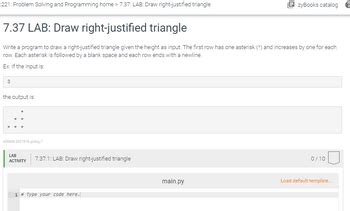 Answered LAB Draw Right Justified Triangle Write A Program To Draw A Right Justified