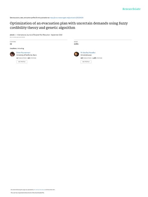 Optimization Of An Evacuation Plan With Uncertain Demands Using Fuzzy