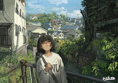 Safebooru 1girl Absurdres Anko1127 Black Hair Building Closed Eyes