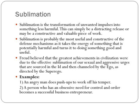 Sublimation Psychology Examples