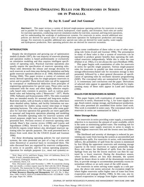 Pdf Derived Operating Rules For Reservoirs In Series Or In Parallel Dokumentips
