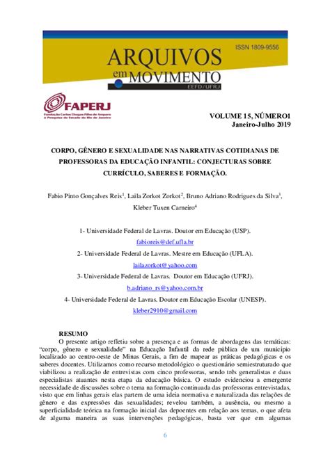 Pdf Corpo Gênero E Sexualidade Nas Narrativas Cotidianas De