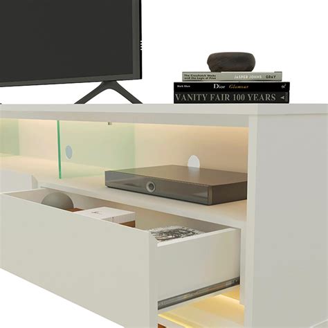 Rack Para Sala Tv Até 75 Polegadas Com Led E Rodízios Branco Requinte