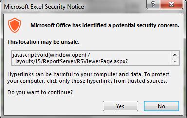 Javascript SSRS Excel Export Does Not Open A Drill Through Link In