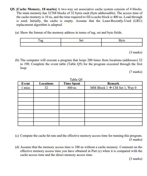 Solved Q Cache Memory Marks A Two Way Set Associative Chegg