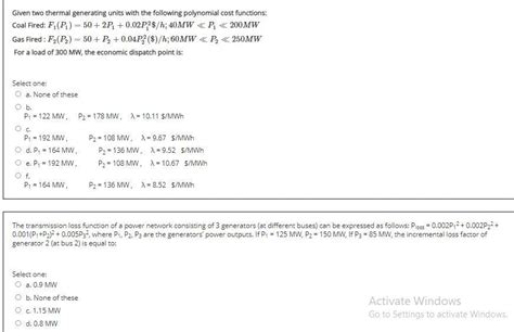 Solved Given Two Thermal Generating Units With The Following