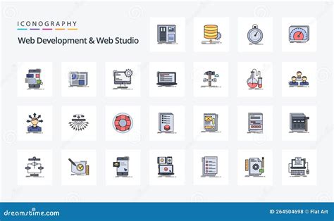 Web Development And Web Studio Line Filled Style Icon Pack Vector Iconography Illustration
