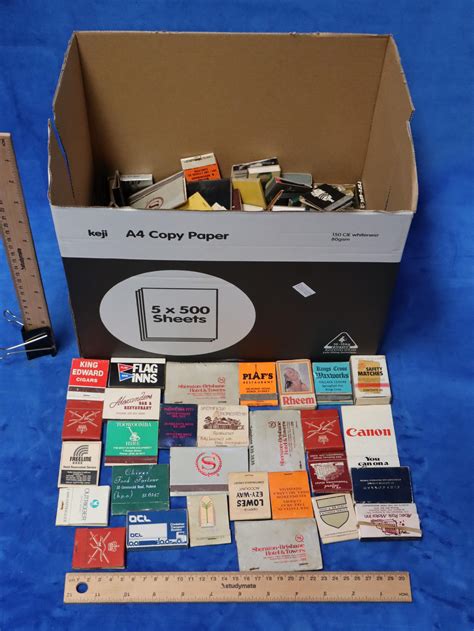 Lot Box Of Old Match Boxes From Various Hotels Etc