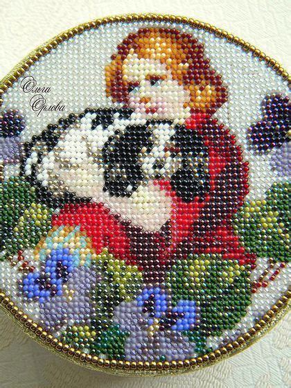 Шкатулка с фиалками Бисер Украшения ручной работы Шкатулка