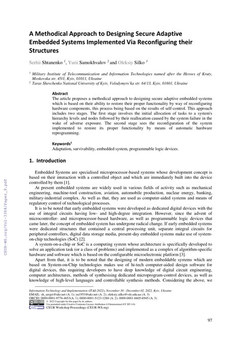 Pdf A Methodical Approach To Designing Secure Adaptive Embedded