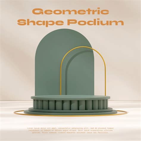 Арка и золотое кольцо фон 3d изображение рендеринг шаблон макет зеленый цилиндр подиум в