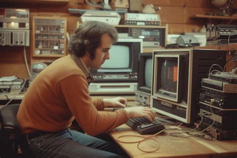 Premium Photo Programmer Using Retro Computer Generative Ai