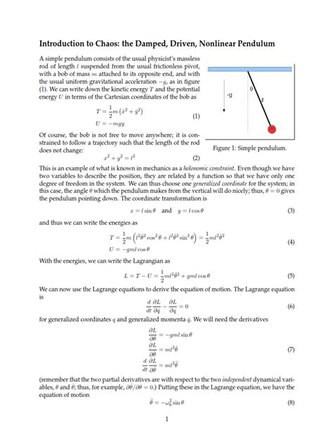 Introduction To Chaos The Damped Driven Nonlinear Pendulum Pdf