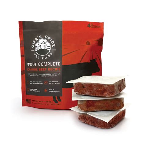 Omas Pride Woof Complete Beef Recipe 8oz Portion Packs 6 Lb Bag 24lb