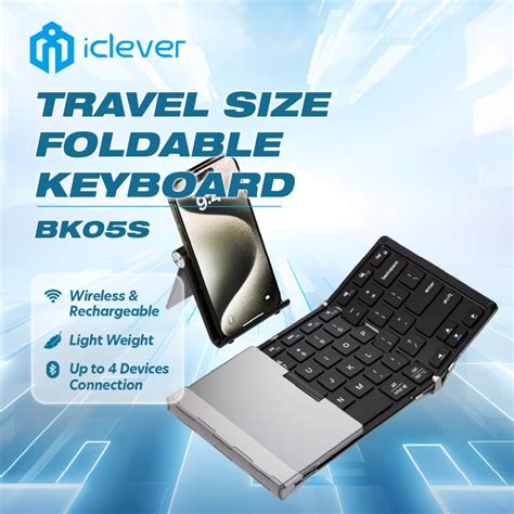 Iclever Bk05s Foldable Bluetooth Keyboard Portable Wireless Folding Keyboard Pair Up To 4