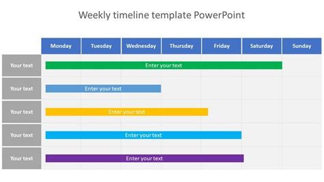 Weekly Timeline PowerPoint Template And Google Slides Powerpoint Powerpoint Templates Templates