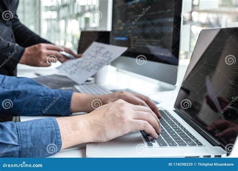Team Of Developer Programmer Working On Project In Software Development Computer In It Company