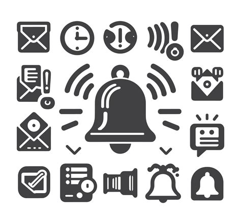 Notification Bell Icon Set Notice Message Alarm Symbolincoming Inbox Message New Message