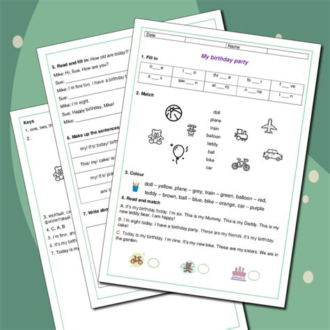 Рабочий лист для урока английского языка 2 класс Мой день рождения идеи для праздника My