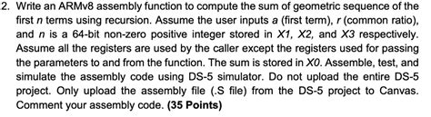 2 Write An Armv8 Assembly Function To Compute The