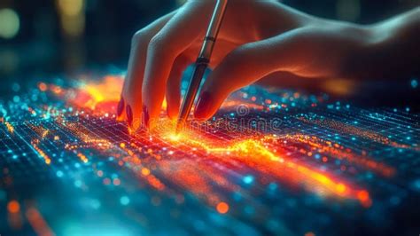 A Close Up Of A Hand Interacting With A Glowing Digital Interface Symbolizing Technology And