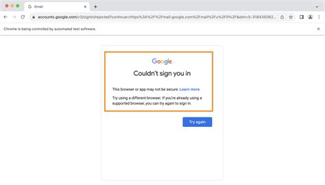 this browser or app may not be secure error when trying to authenticate