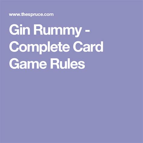 Printable Gin Rummy Rules