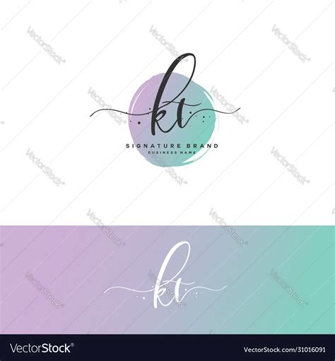 K T Kt Initial Letter Handwriting And Signature Vector Image