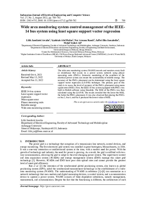 Pdf Wide Area Monitoring System Control Management Of The Ieee 14 Bus