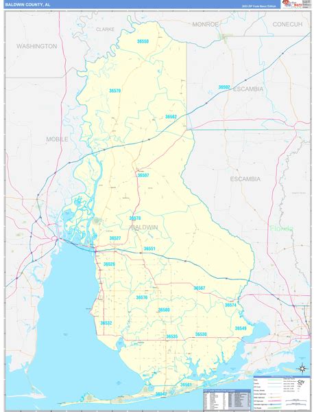 Baldwin County Alabama Zip Code Wall Map Ubicaciondepersonascdmxgobmx