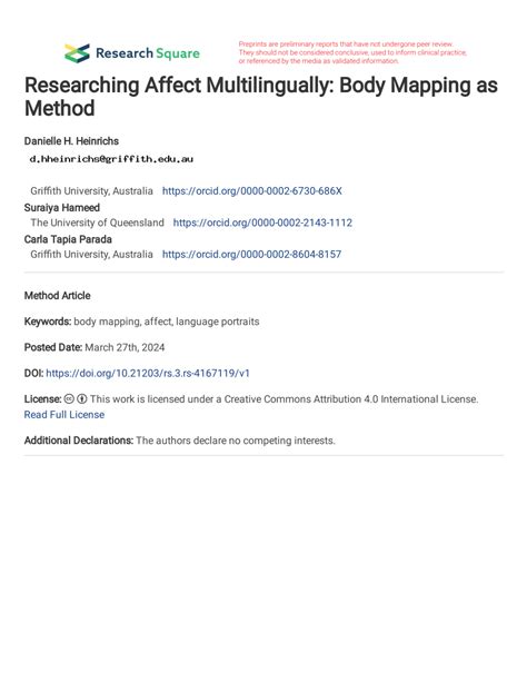 Pdf Researching Affect Multilingually Body Mapping As Method